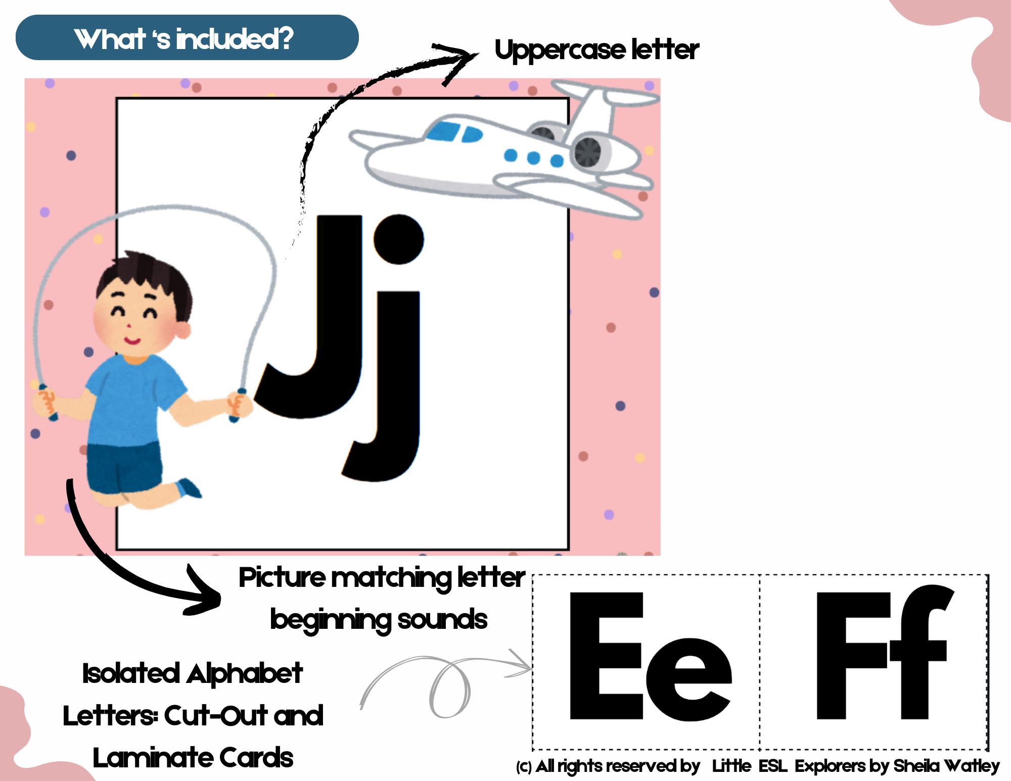 Alphabet Cards, Letter ID, Letter Sounds, and Matching Beginning Sounds ...