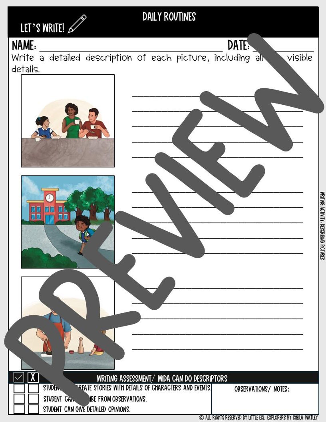 ESL Daily Routines Worksheet Bundle | Phonics | 4 Language Skills and ...