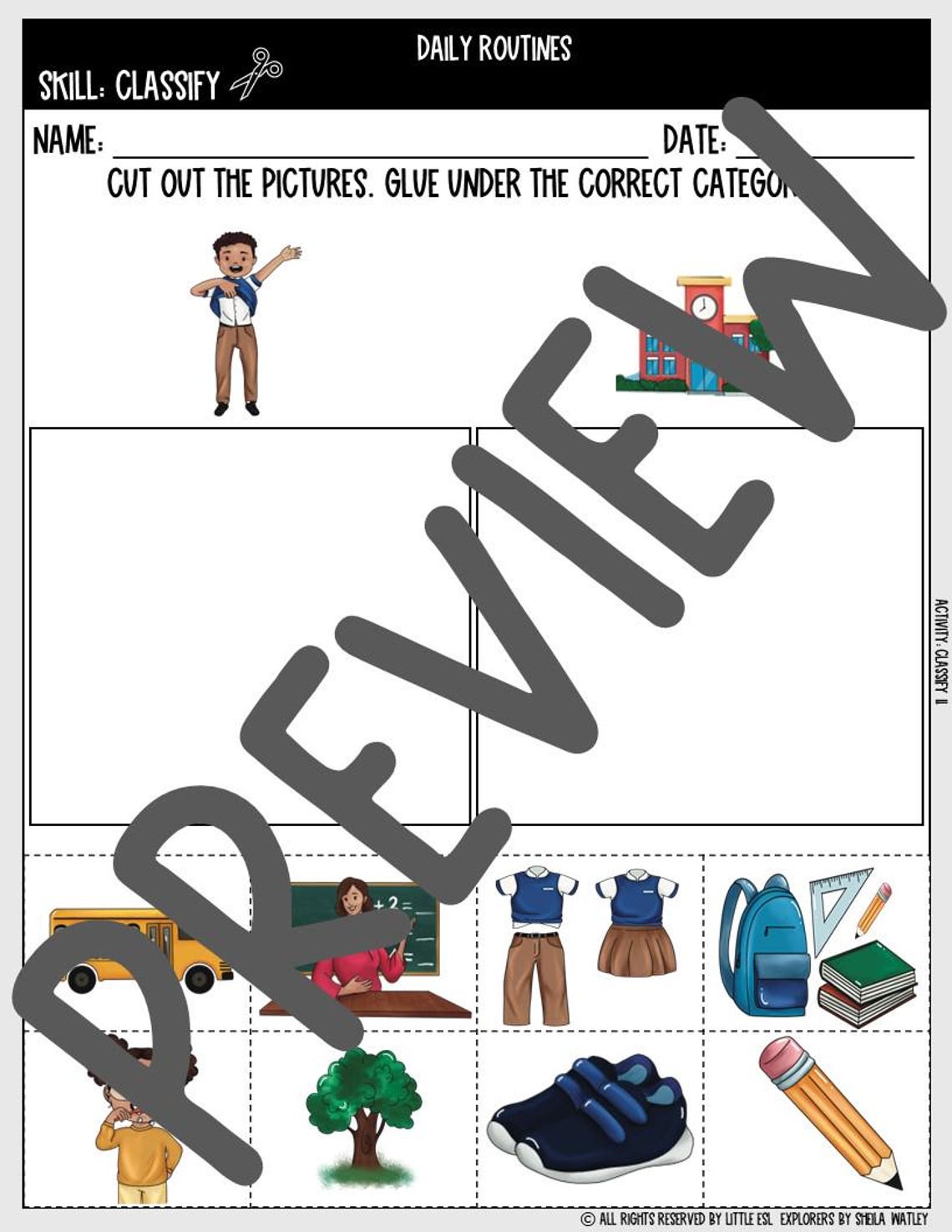 ESL Daily Routines Worksheet Bundle | Phonics | 4 Language Skills and ...