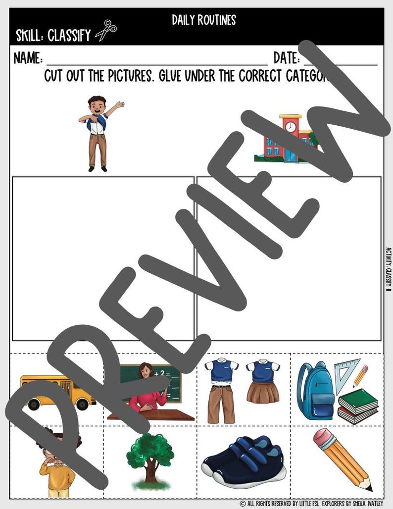 ESL Daily Routines Worksheet Bundle | Phonics | 4 Language Skills and ...