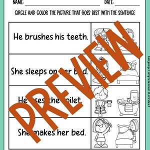 Daily Routines Vocabulary, Sight Words & Language Comprehension ...