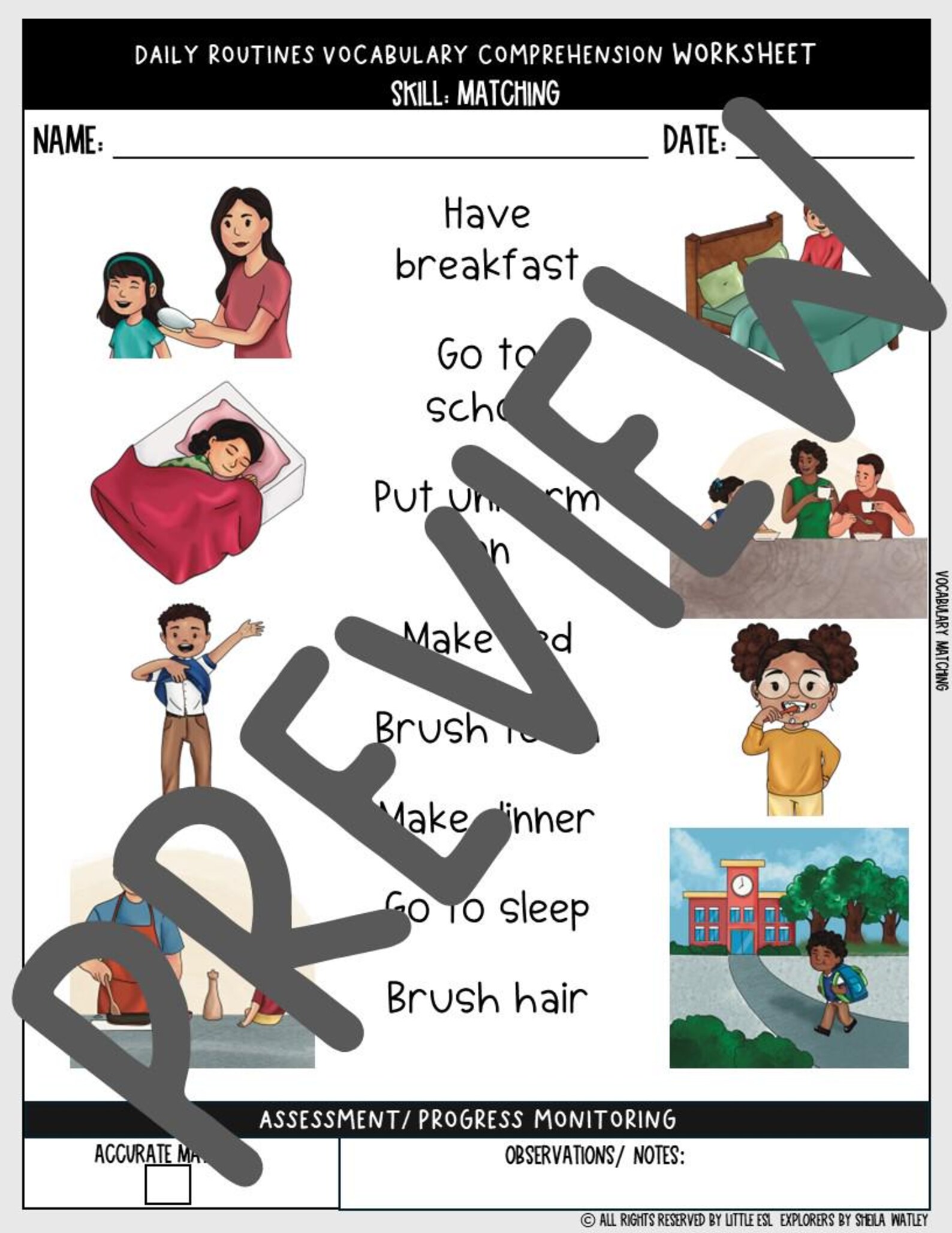ESL Daily Routines Worksheet Bundle | Phonics | 4 Language Skills and ...