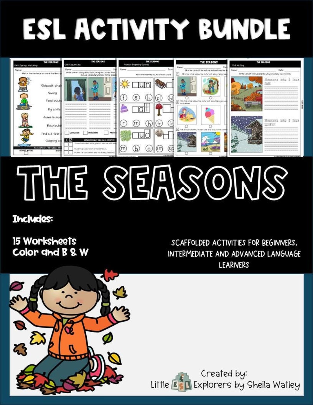 ESL Seasons Worksheet Bundle | Vocabulary | Comprehension | Language ...