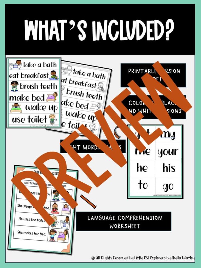Daily Routines Vocabulary, Sight Words & Language Comprehension ...