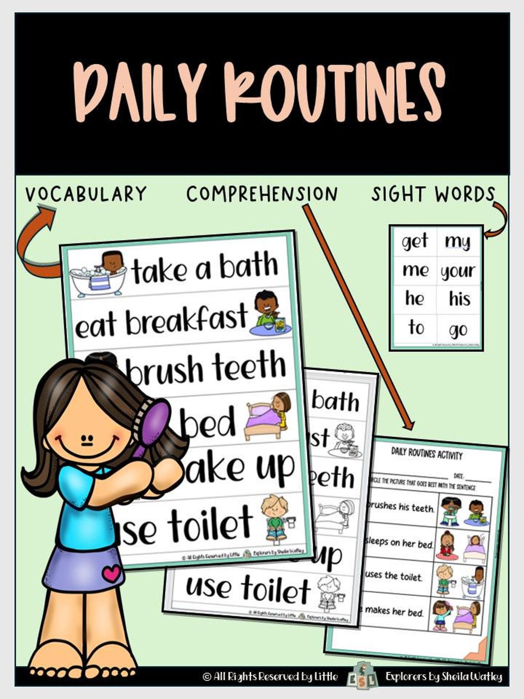 Daily Routines Vocabulary, Sight Words & Language Comprehension ...