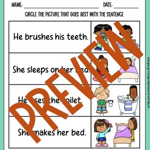 Daily Routines Vocabulary, Sight Words & Language Comprehension ...