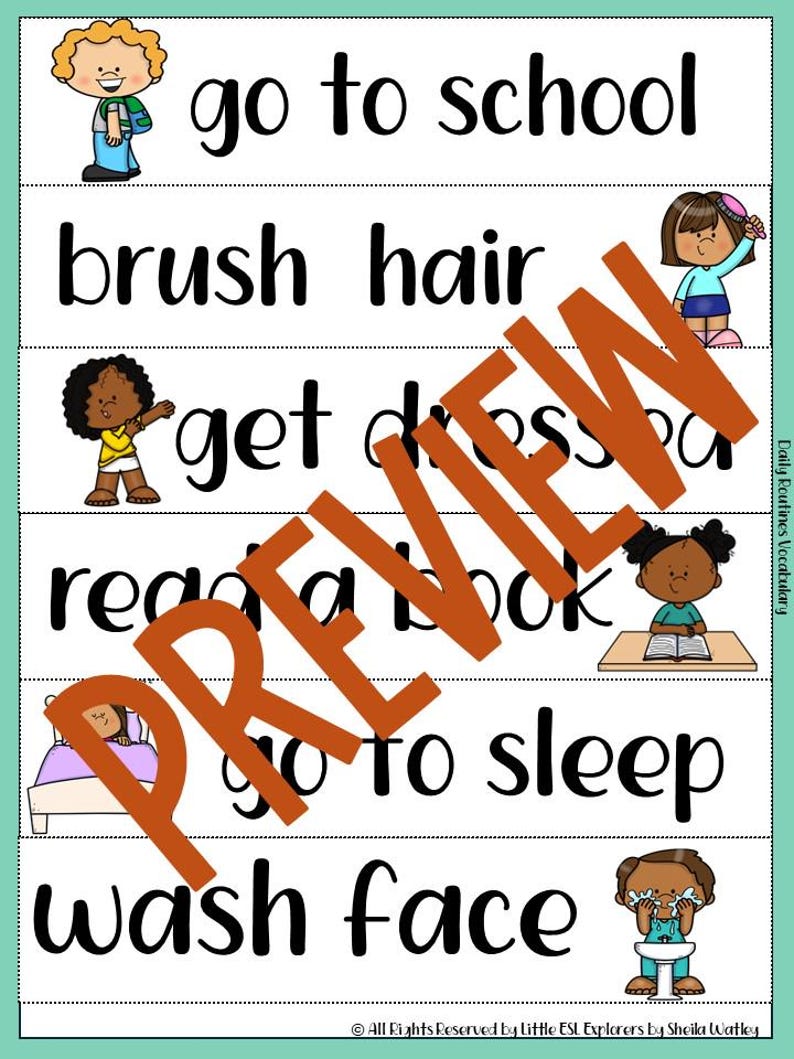 Daily Routines Vocabulary, Sight Words & Language Comprehension ...