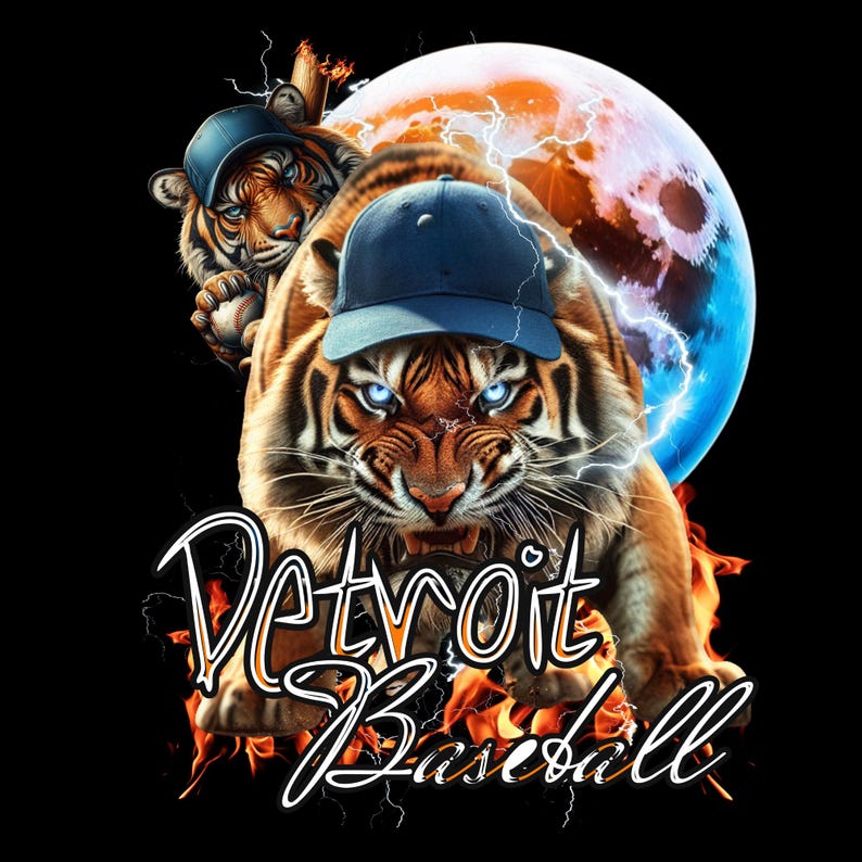 Stylish Detroit Baseball Tigers PNG: Game Day Fan Art - Etsy