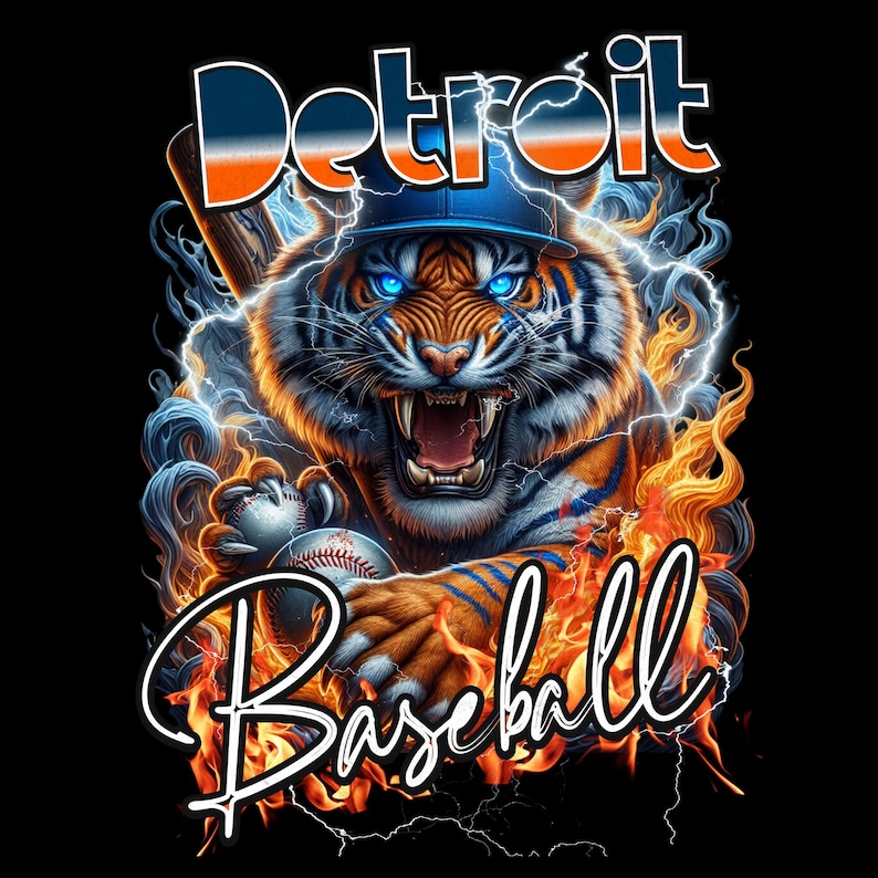 Detroit Baseball Tiger PNG: Retro Fan Art (digital Download) - Etsy