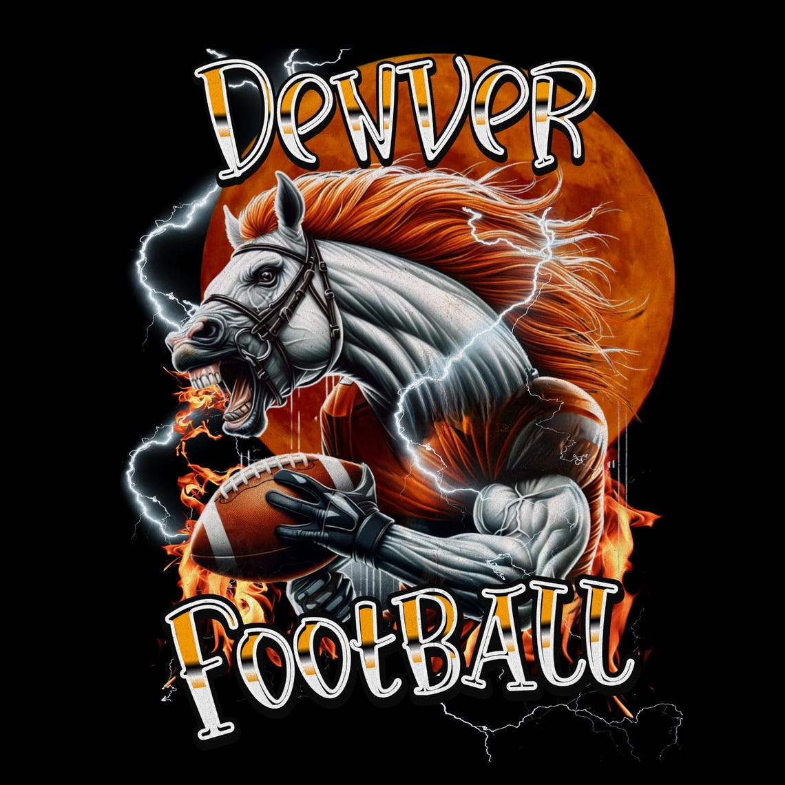 Stylish Denver Football Png,denver Game Day Png,denver Team Digital ...