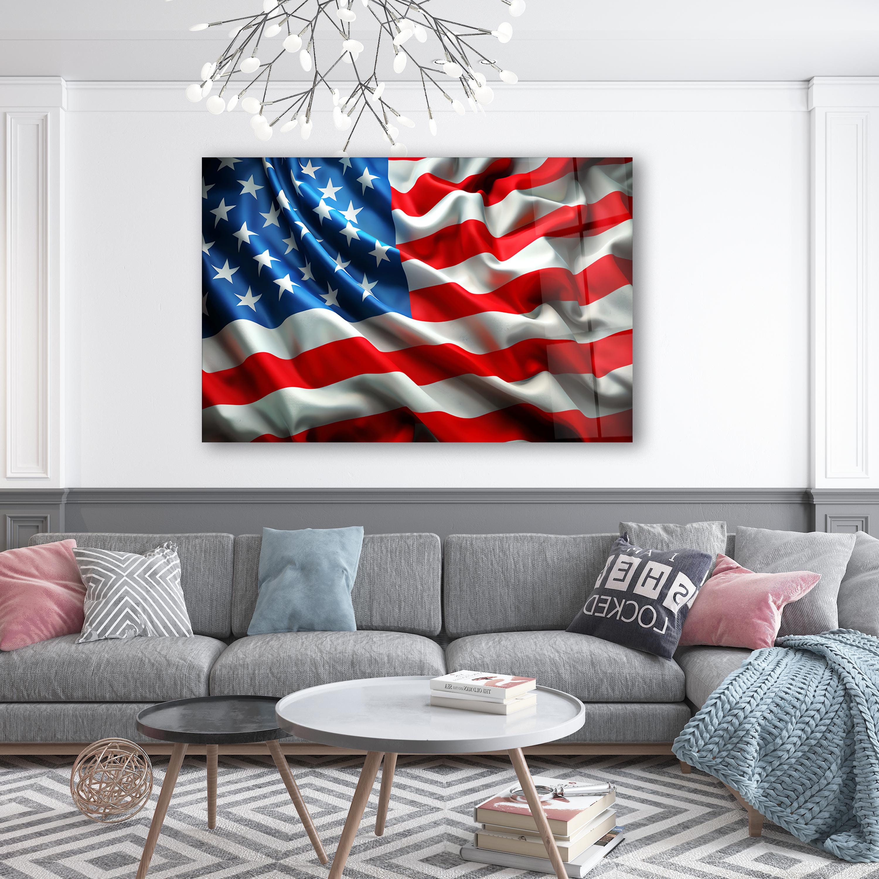 US American Flag Glass, American Flag Tempered Glass Art, USA Patriotic ...