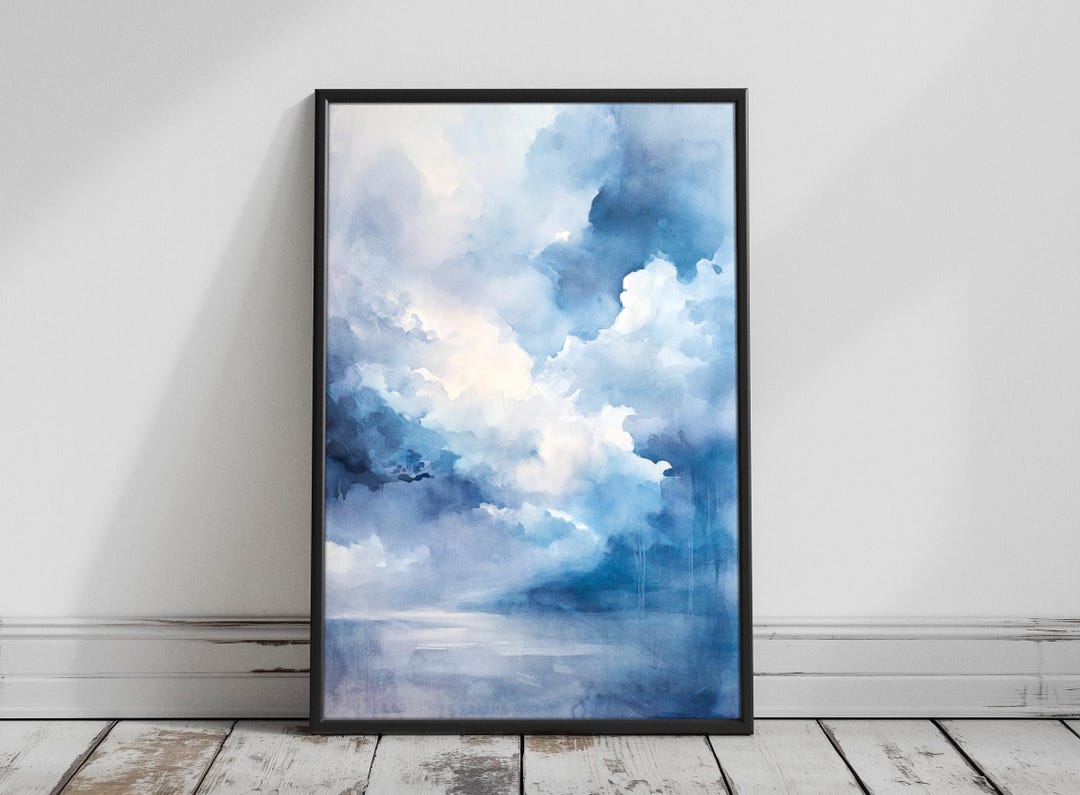 Dreamy Watercolor Cloud Painting | Abstract Cloudscape Wall Art ...