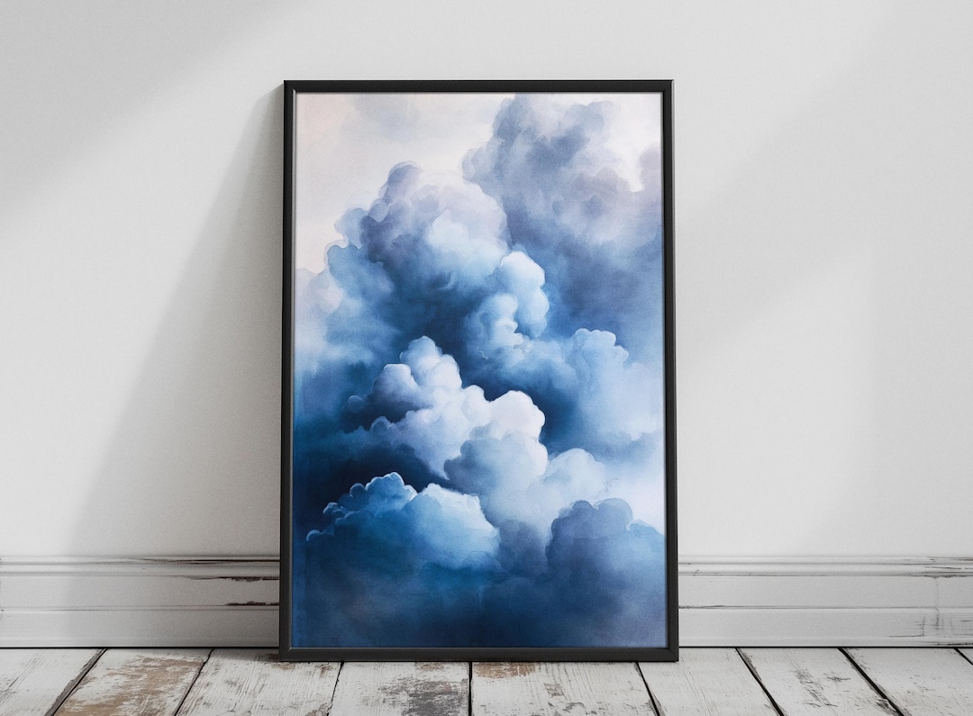 Dreamy Watercolor Clouds Art | Abstract Cloud Wall Poster | Calm ...