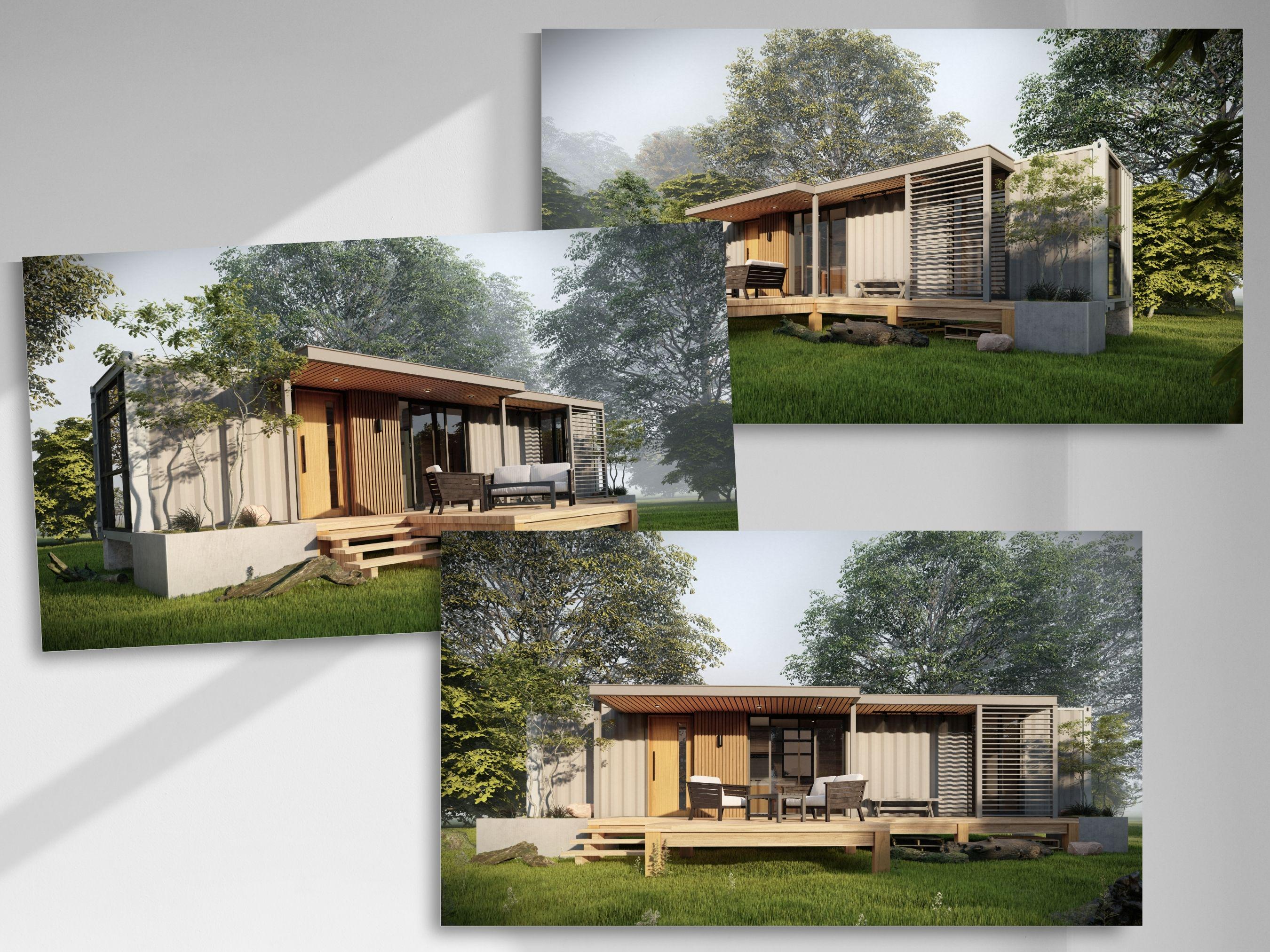 8'x40' Container Van House Architectural Plan, Bedroom, Full Kitchen ...