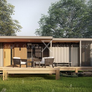 8'x40' Container Van House Architectural Plan, Bedroom, Full Kitchen ...