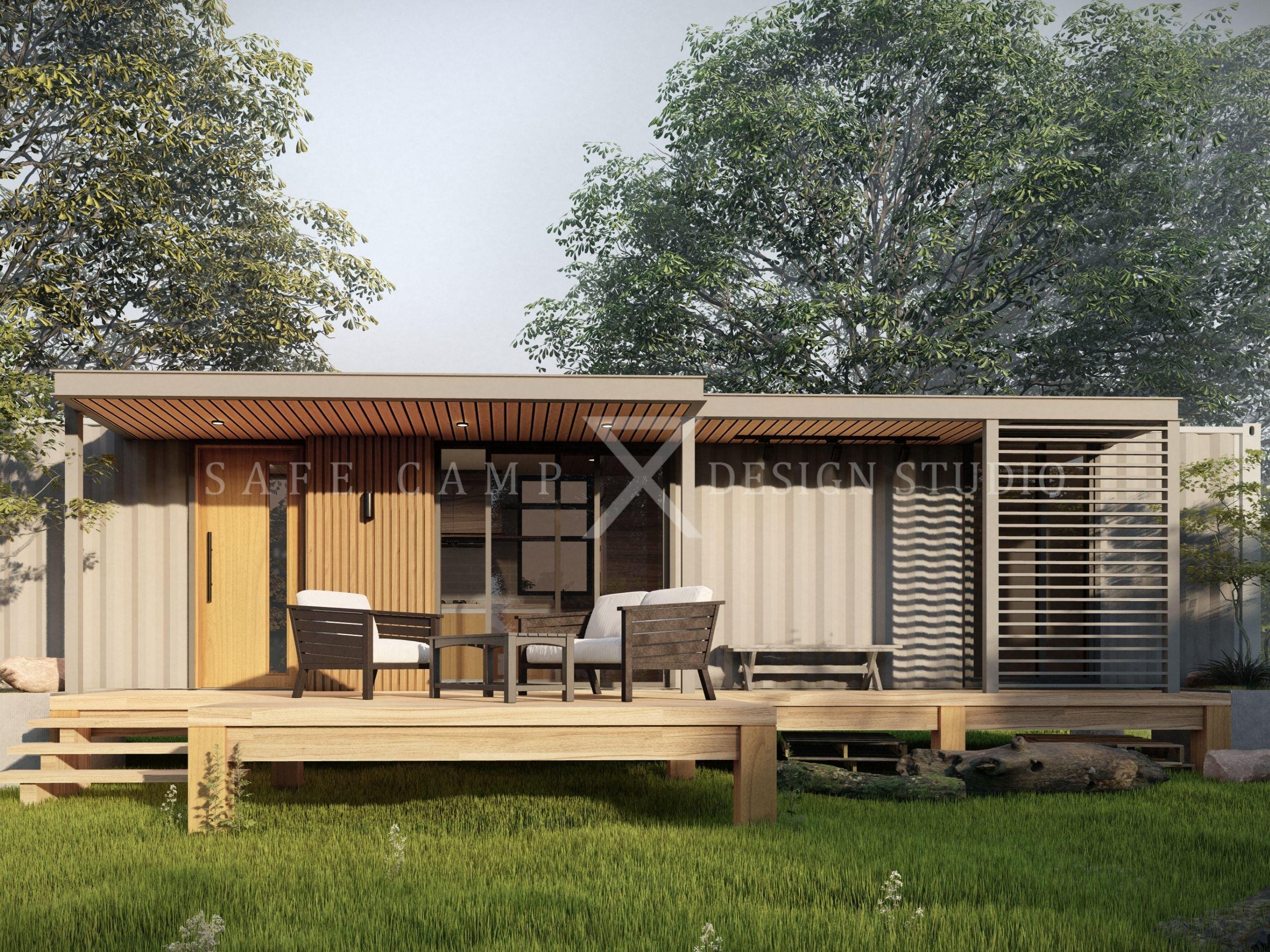 8'x40' Container Van House Architectural Plan, Bedroom, Full Kitchen ...