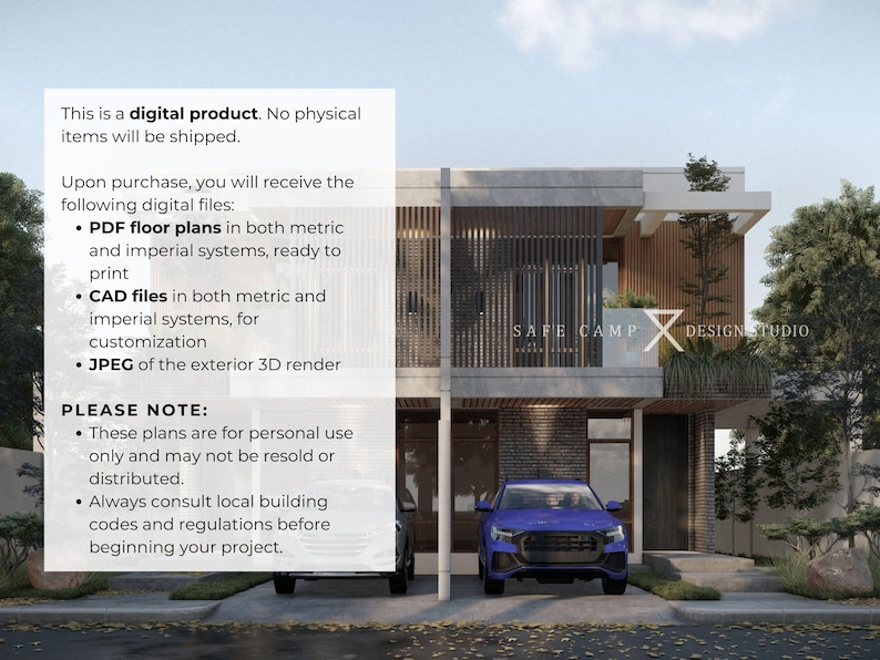 Modern 3-bedroom Duplex House Architectural Plans (A3 PDF) - Etsy