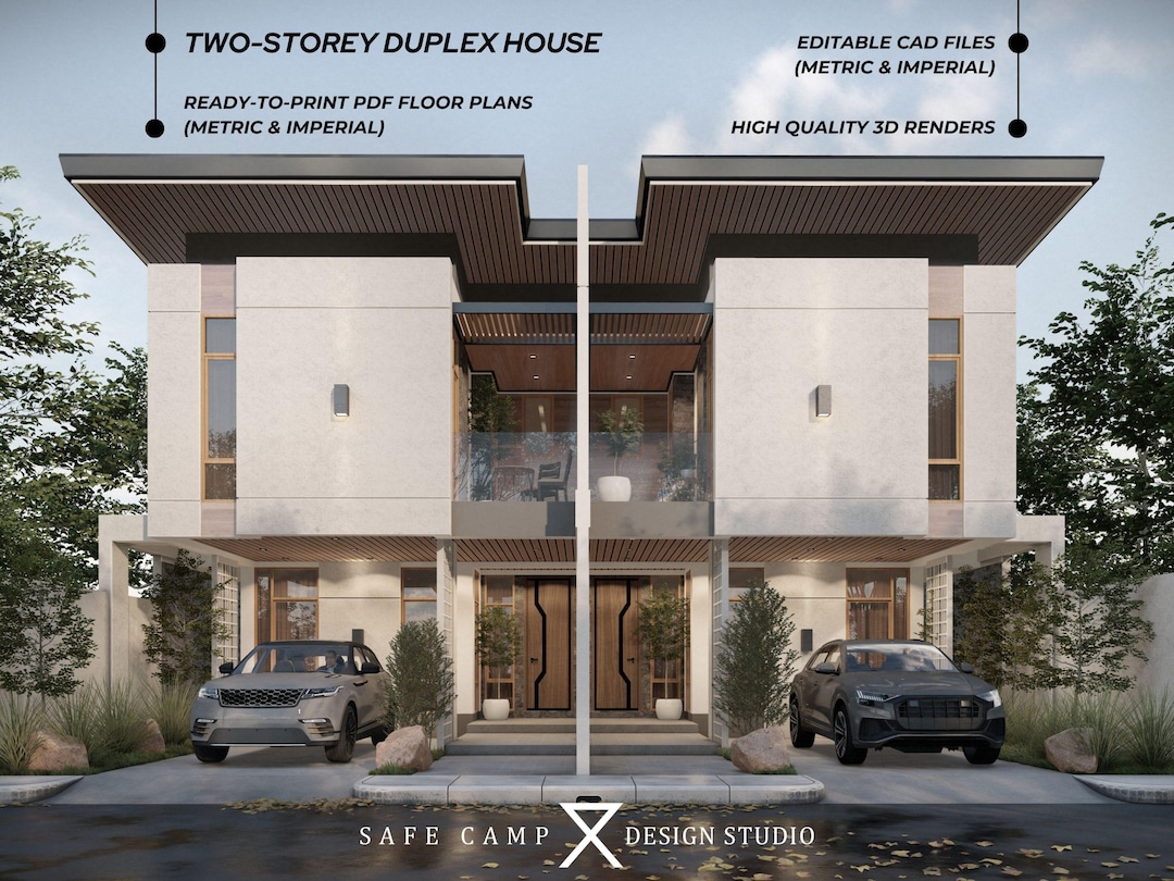 Modern Duplex House Plan, 4 Bedroom, Balcony (A3 PDF) - Etsy