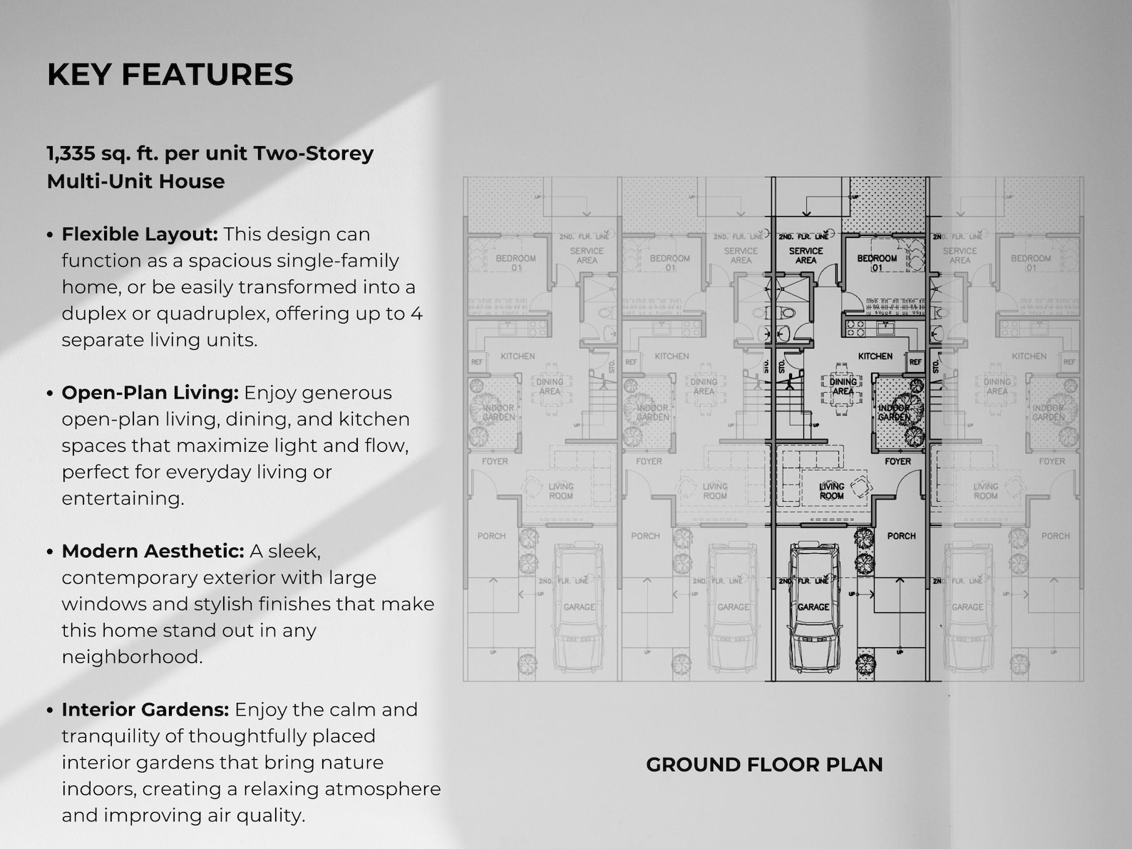 Modern Multi-unit House Plan, Duplex, Quadruplex, Garden (A3 PDF) - Etsy