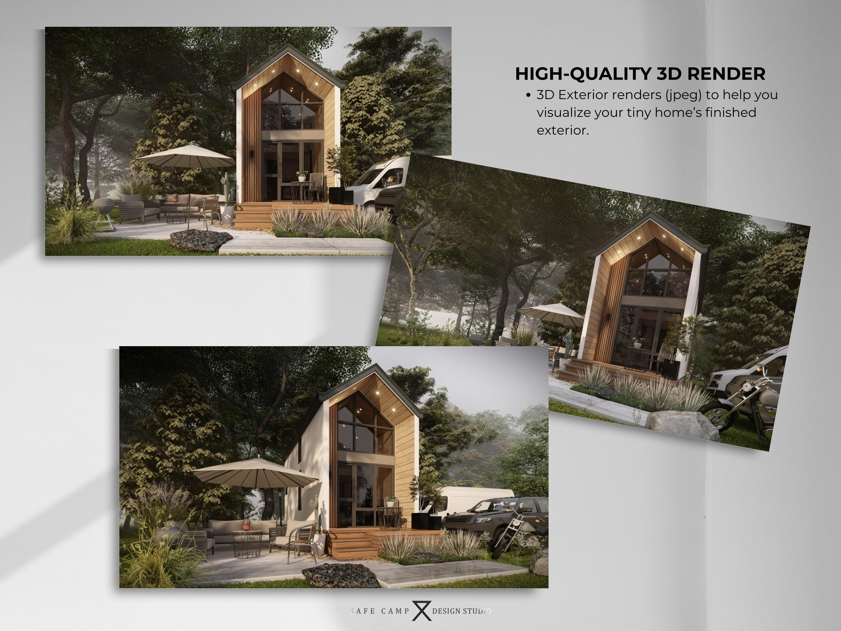 Tiny House Plan, 200 Sq Ft Modern Cabin, Loft Bedroom (A3 PDF) - Etsy