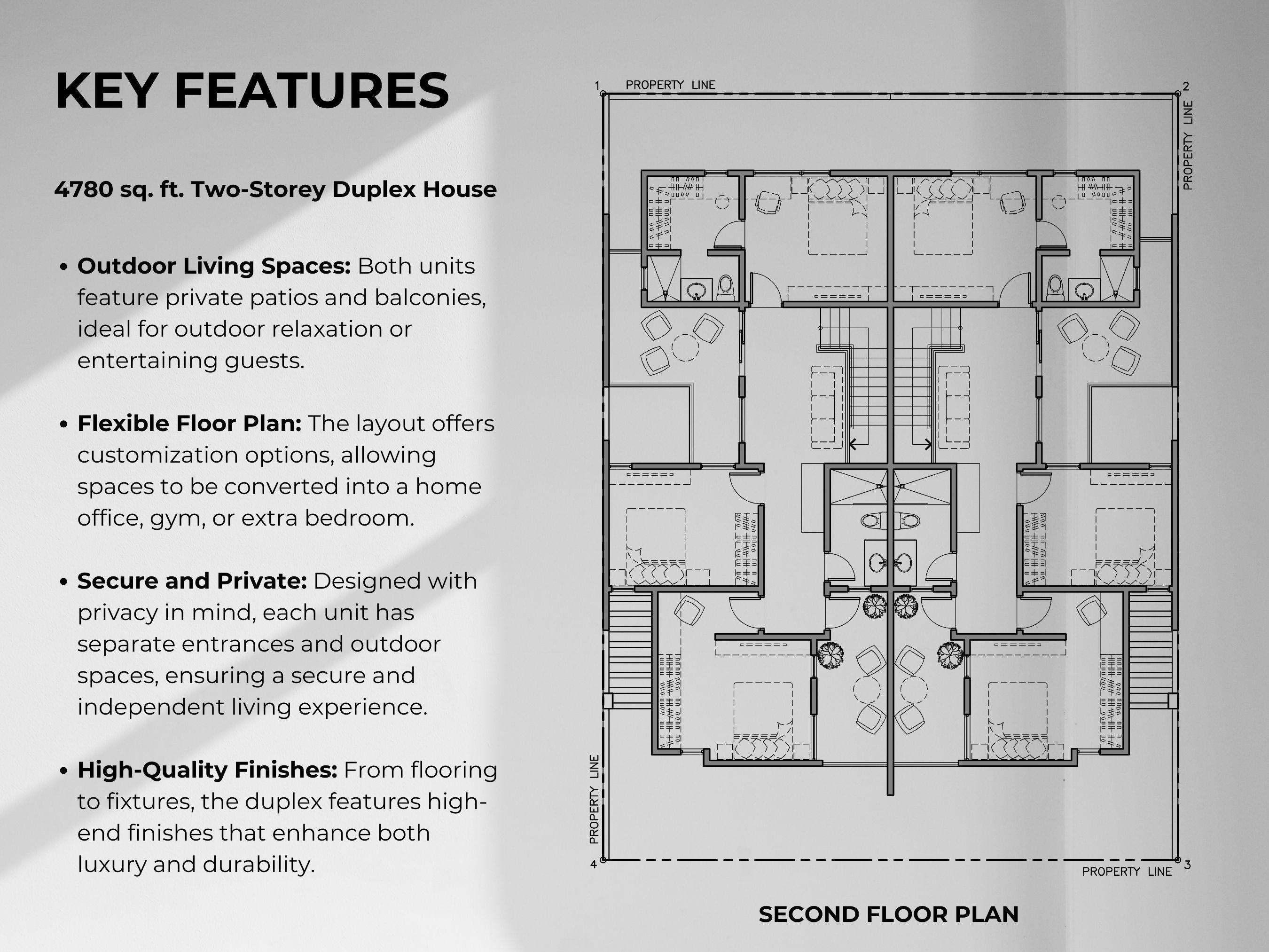 Two Storey Duplex House Architectural Plan, 4 Bedrooms, Balcony, Lanai ...