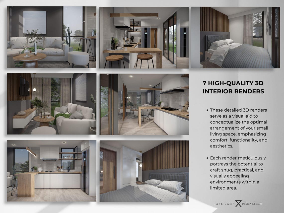 8'x40' Container Van House Architectural Plan, Bedroom, Full Kitchen ...