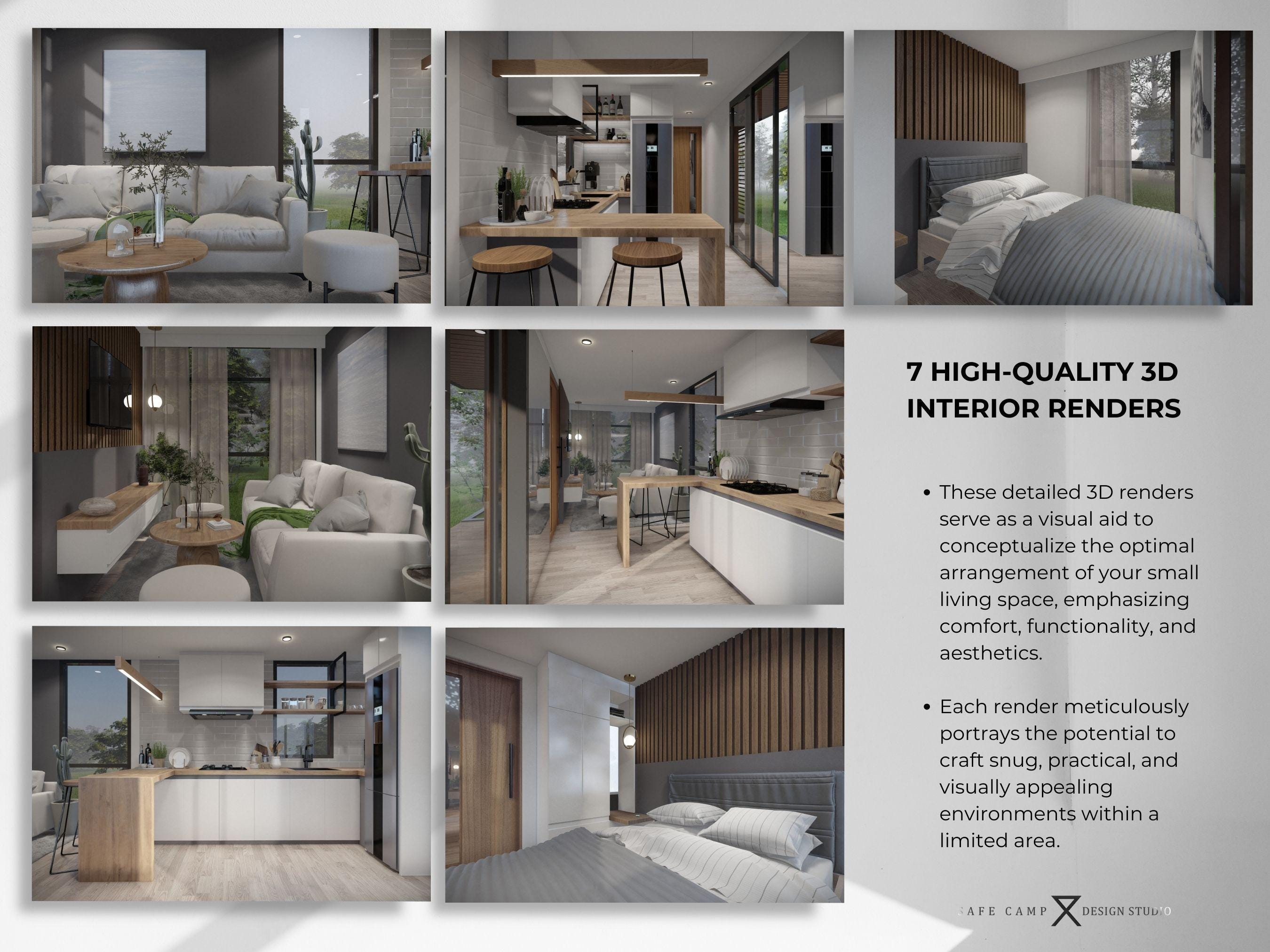 8'x40' Container Van House Architectural Plan, Bedroom, Full Kitchen ...