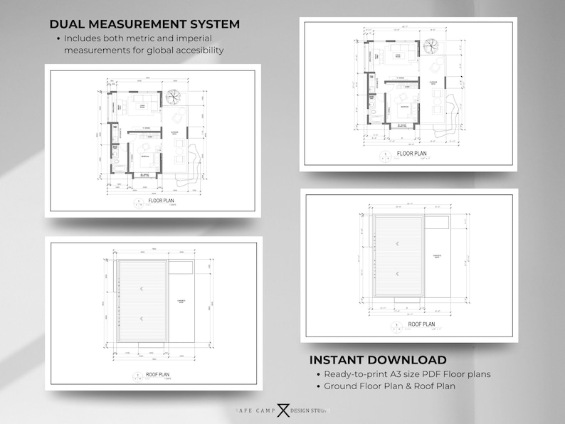 Modern Tiny House Cabin Suite Architectural Plan (A3 PDF) - Etsy
