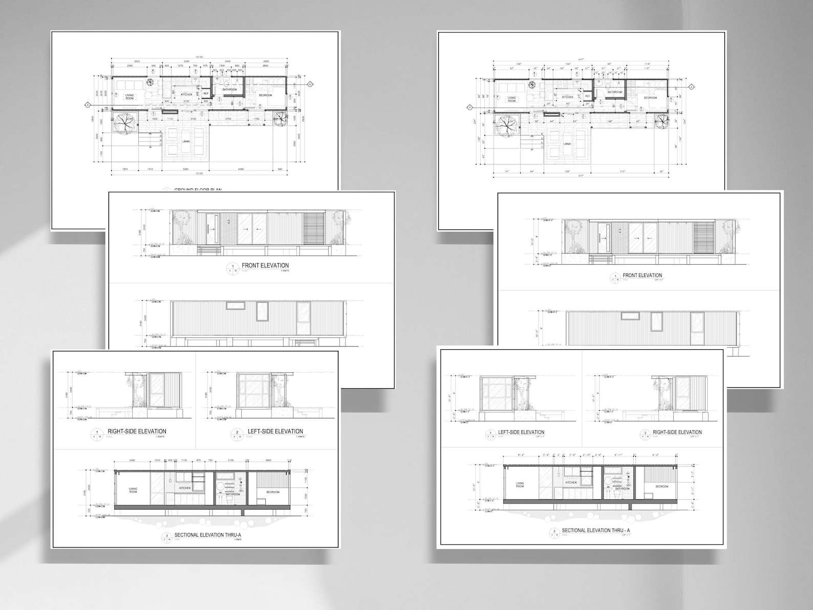 8'x40' Container Van House Architectural Plan, Bedroom, Full Kitchen ...