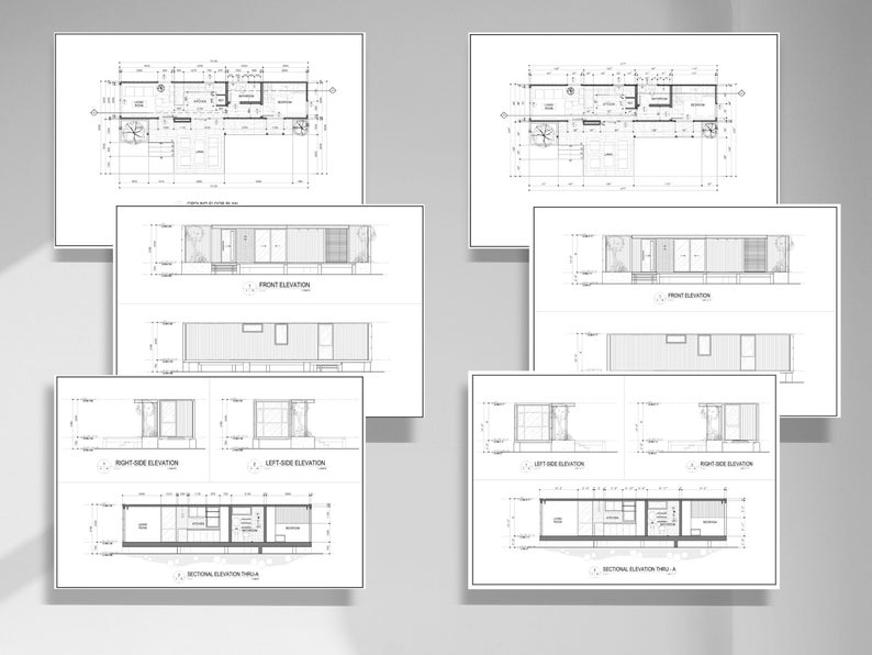8'x40' Container Van House Architectural Plan, Bedroom, Full Kitchen ...
