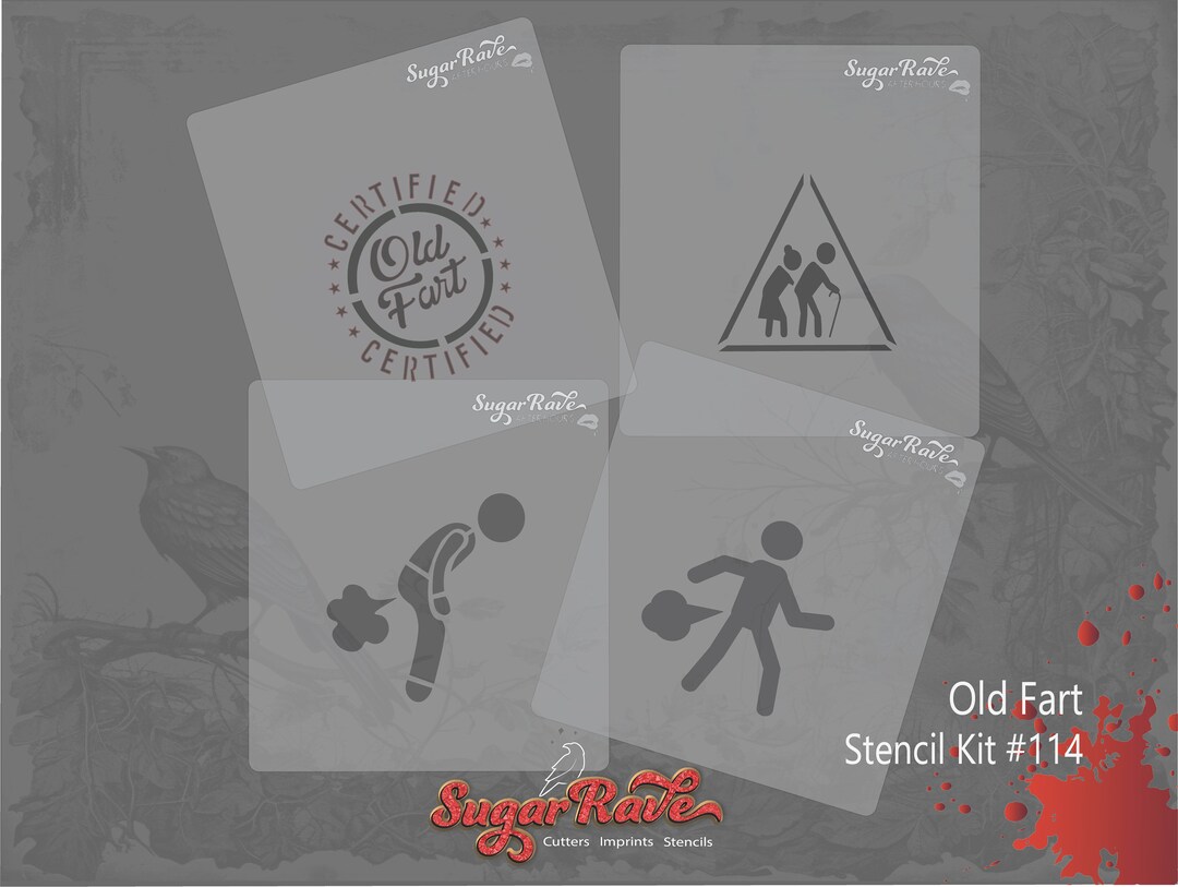 Old Fart Stencil Kit, Over the Hill Birthday, Mature Humorous Baking ...