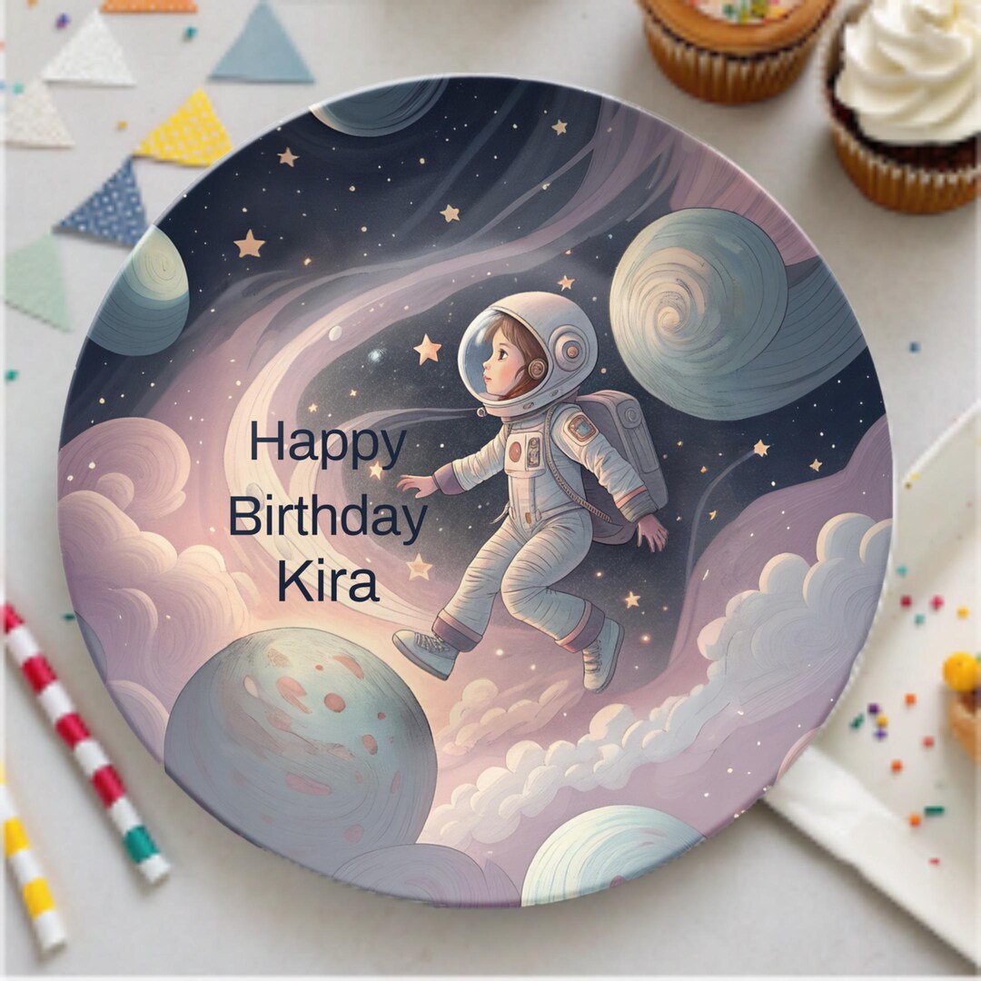 Personalized Galactic Girl Birthday Plate: Space Theme Dinnerware - Etsy