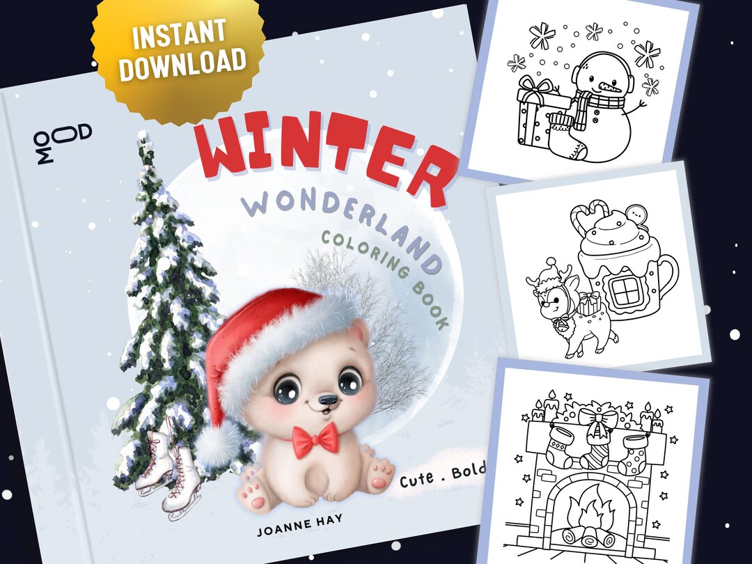 Winter Wonderland Coloring Pages, Coloring PDF, 46 Large Print, Cute ...
