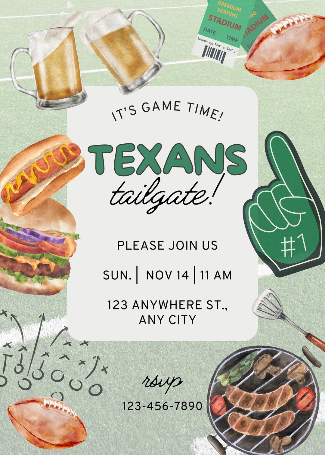 Football Tailgate Turf Party Pregame Canva Template - Etsy