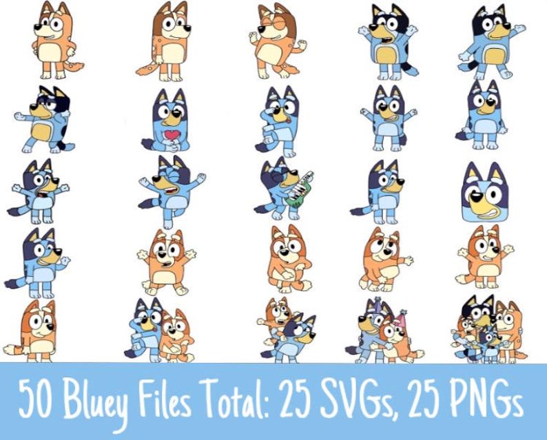 Mega paquete de SVG de Bluey, vector de Bluey, clipart de Bluey, 25 ...