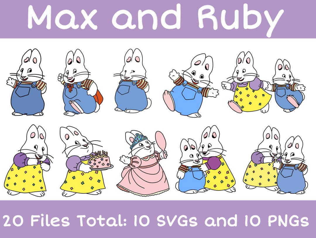 10 Colored Layered Max and Ruby Cartoon SVG PNG File Bundle for Cricut ...