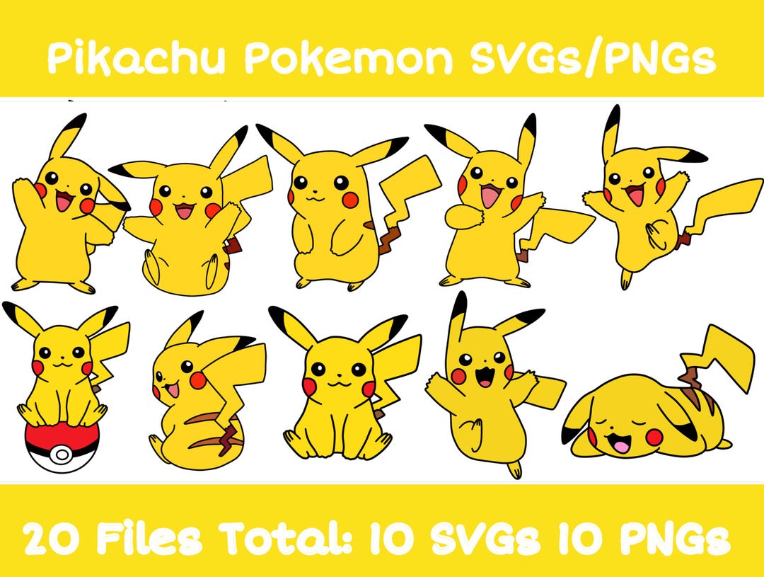 10 Pikachu Pokemon Svg Png - Pikachu Design for Cricut, Pikachu SVG PNG ...