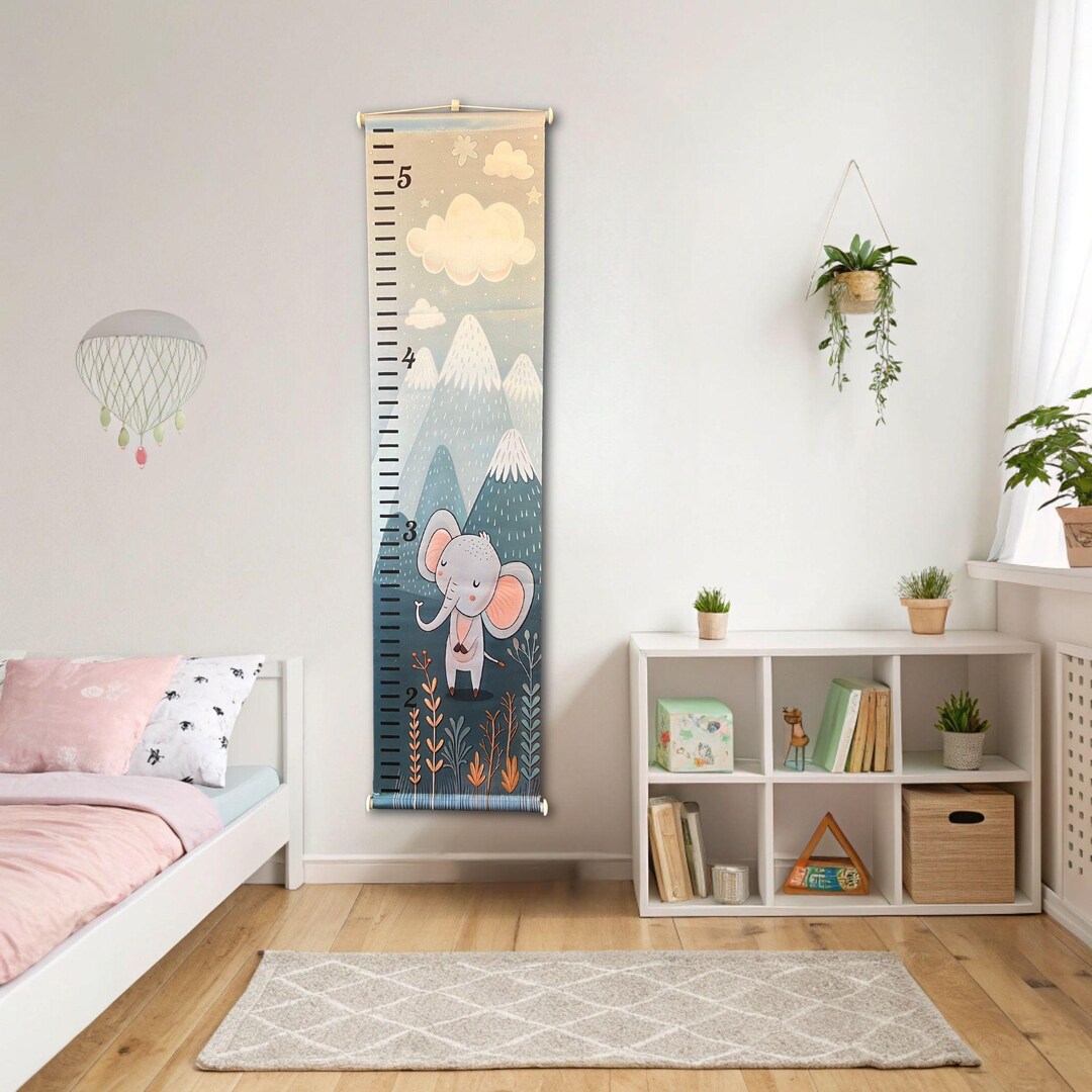 Elephant Growth Chart for Kids, Childrens Height Chart, Baby Nursery ...