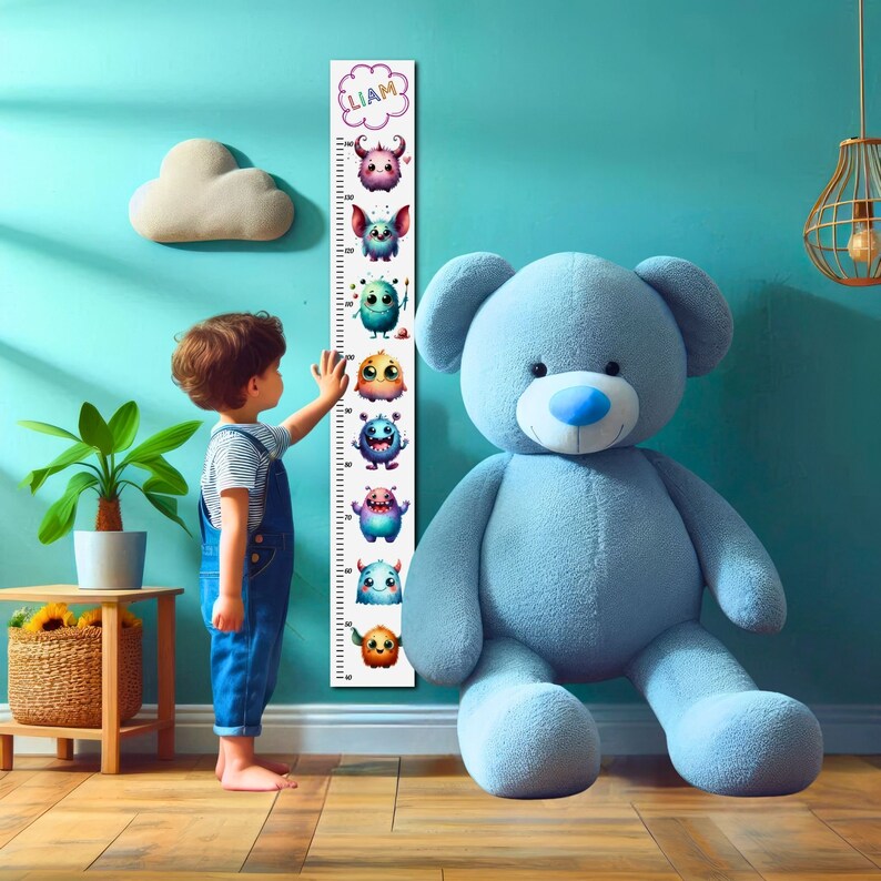 Cute Monsters Personalized Wooden Height Growth Chart for Kids, Kids ...