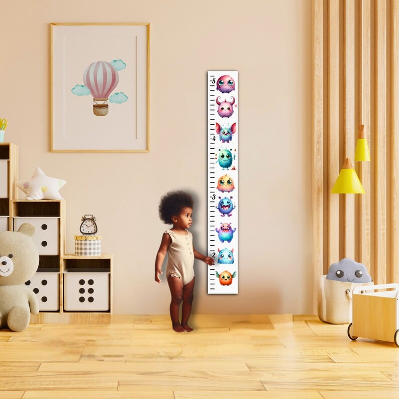 Cute Monsters Personalized Wooden Height Growth Chart for Kids, Kids ...