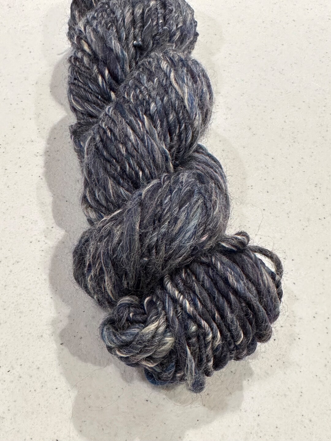 Handspun Steel Blue Art Yarn With Leicester Wool, BFL, Merino (140 ...