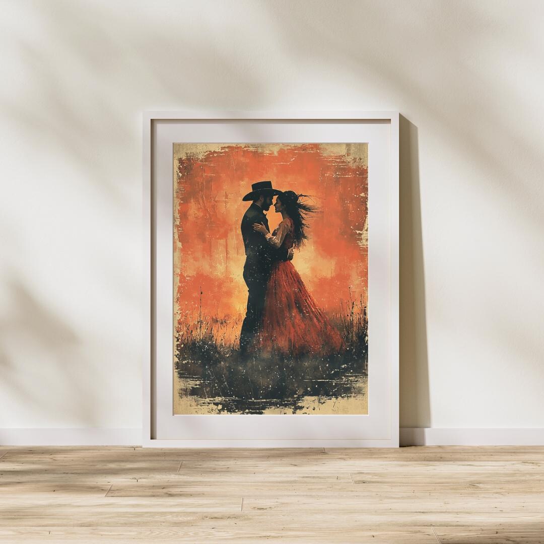 Vintage Western Romance Print | Mexican Cowboy Love Art | Rustic ...