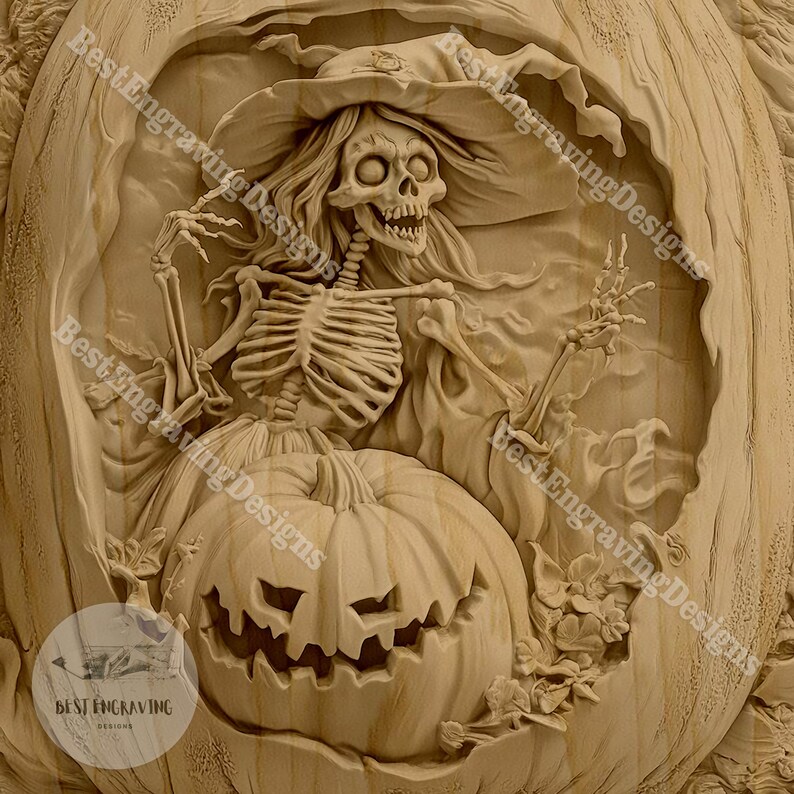 Spooky 3D Illusion Halloween Engraving Files: Skeleton Designs for ...
