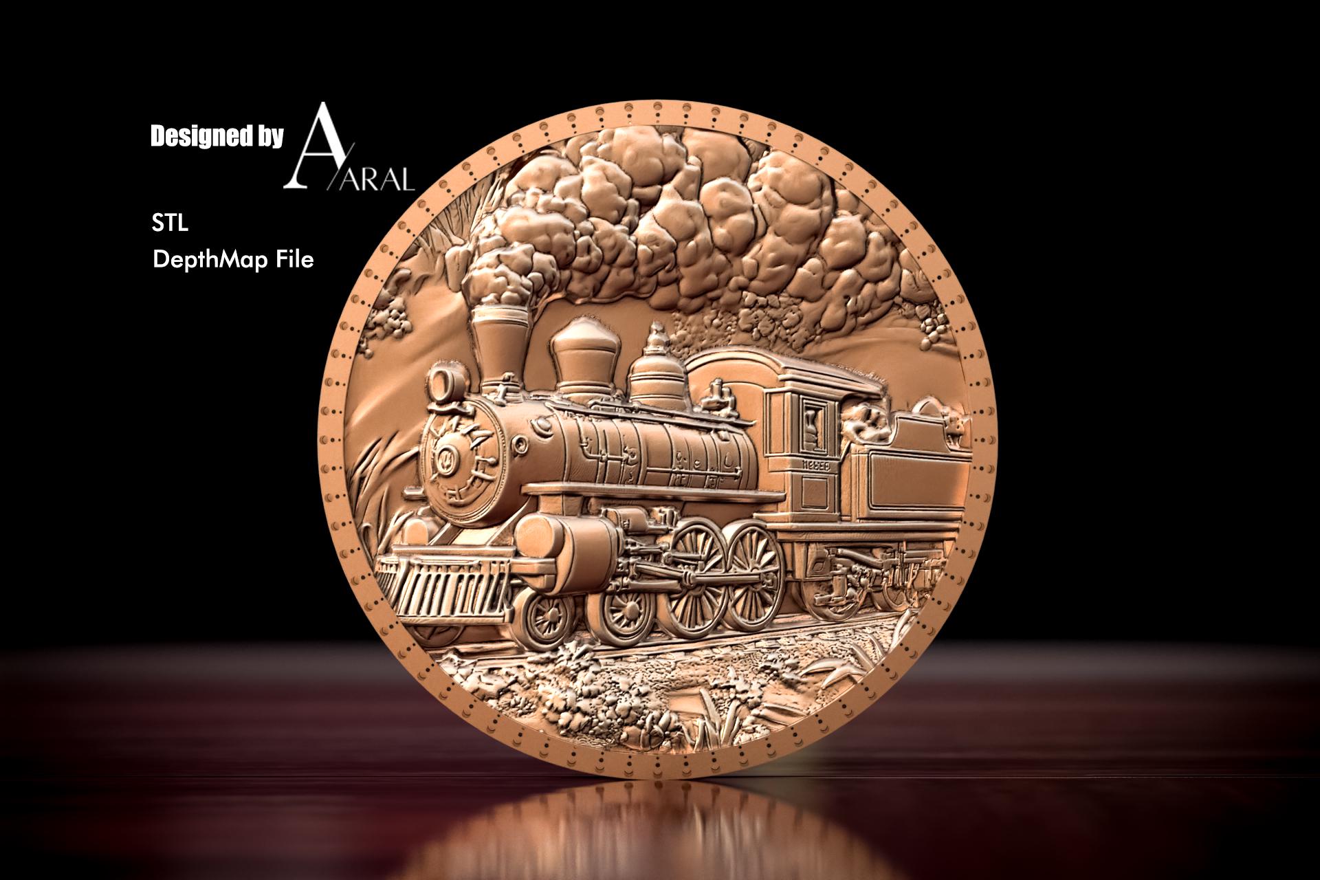 3D Train Coin Height Depth Map Laser Engraving File – Detailed STL ...