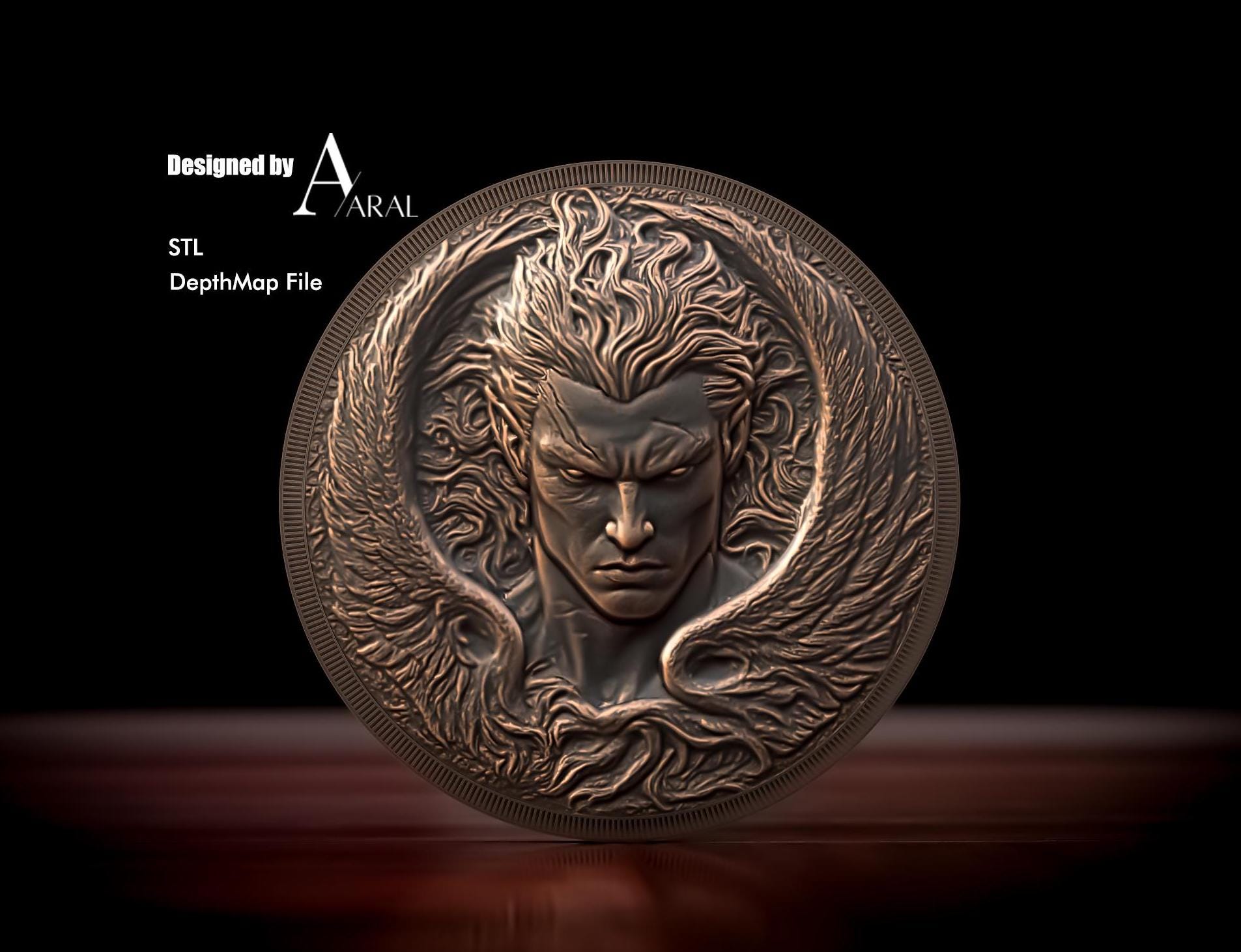 Lucifer 3D Engraving Coin Design Depthmap STL Engraving Design for ...