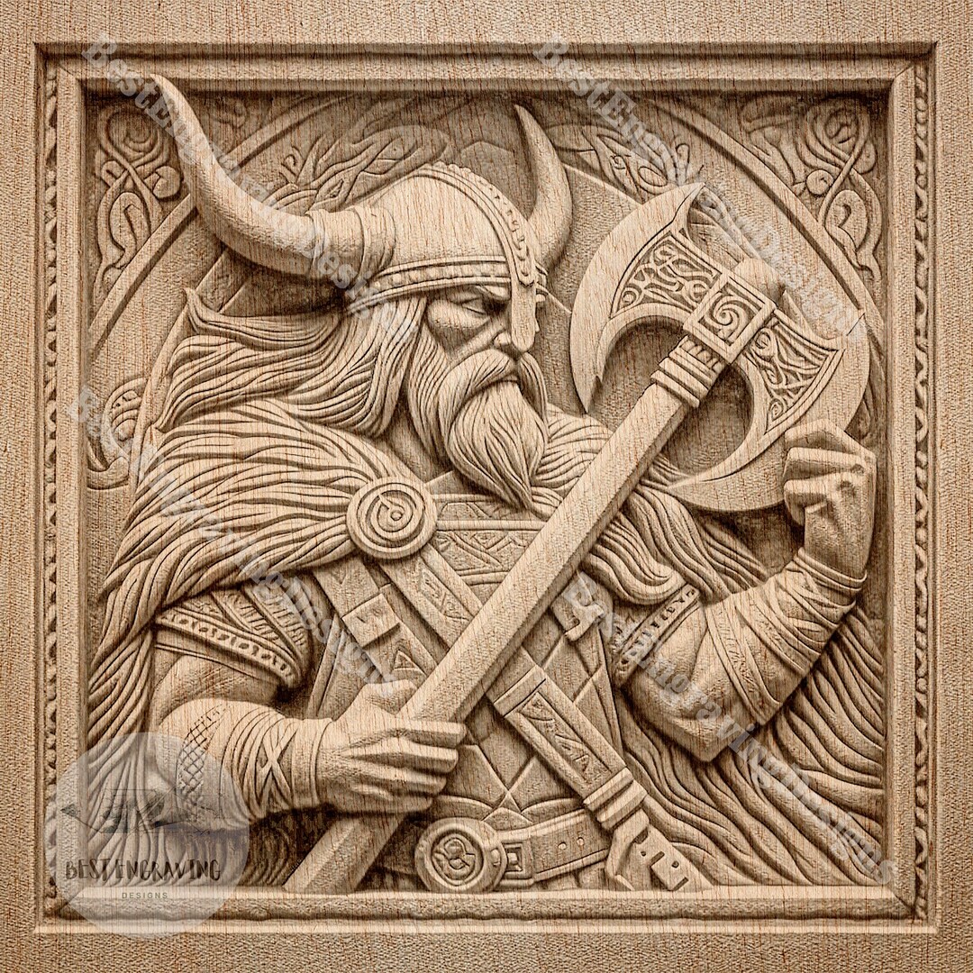 3D Viking Illusion Engraving Design Files for Laser Cutting and ...