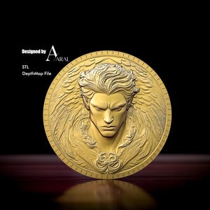 Lucifer 3D Engraving Coin Design: Depthmap STL for Fiber Laser Machines ...