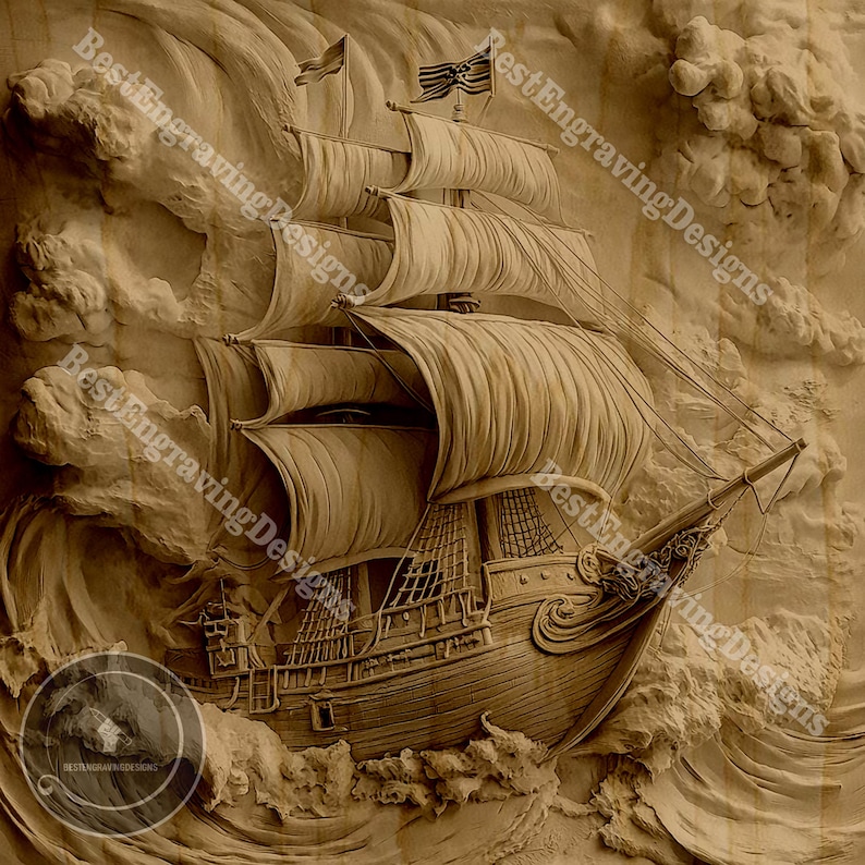 Ship 3D Illusion Engraving Design Files - Etsy