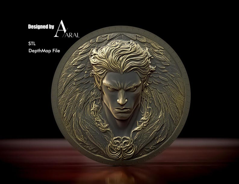 Lucifer 3D Engraving Coin Design: Depthmap STL for Fiber Laser Machines ...