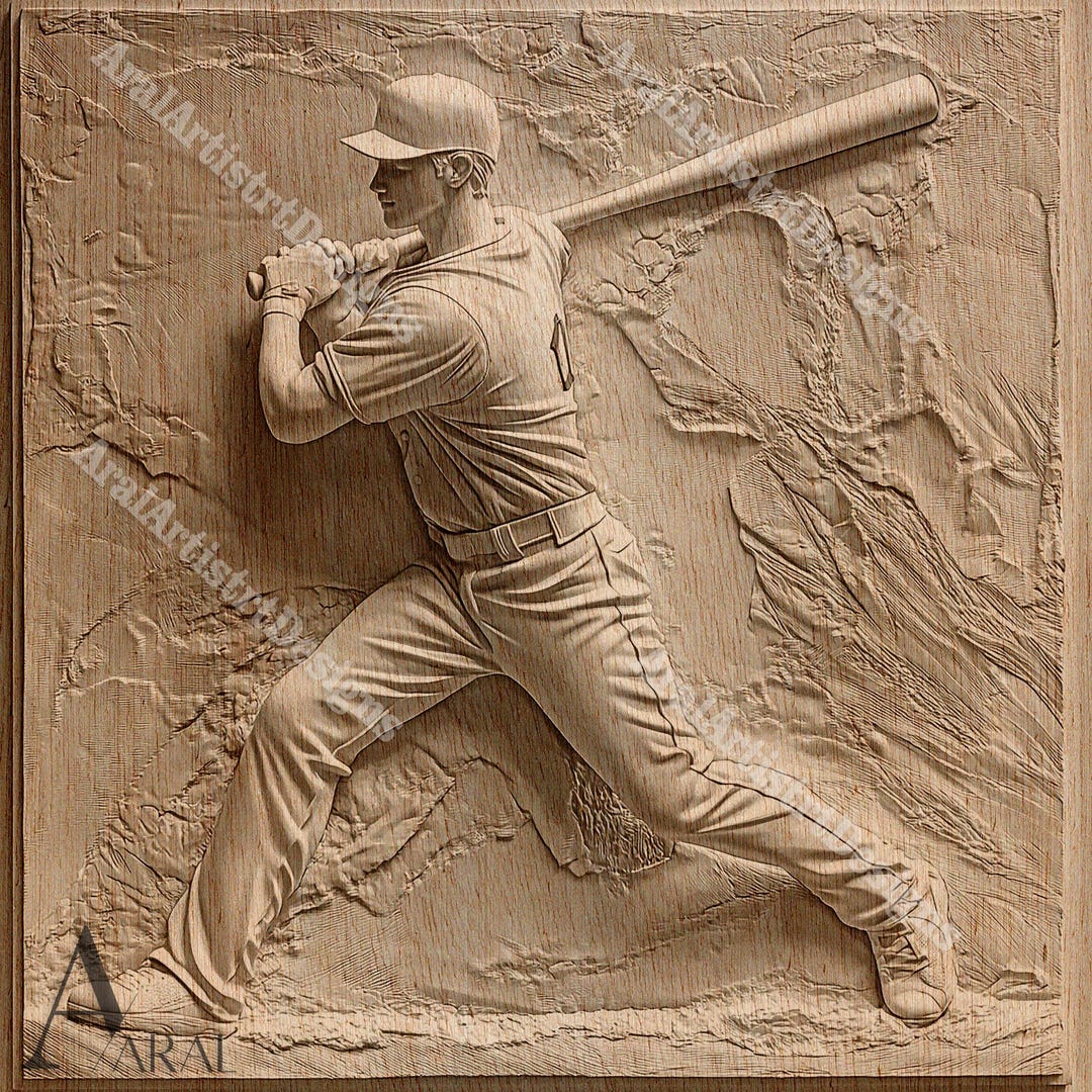 Baseball Player 3D Illusion Engraving File: Digital Design for Laser ...